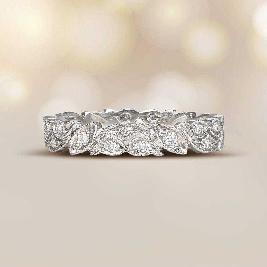 Floral Motif Springfield Band - Estate Diamond Jewelry
