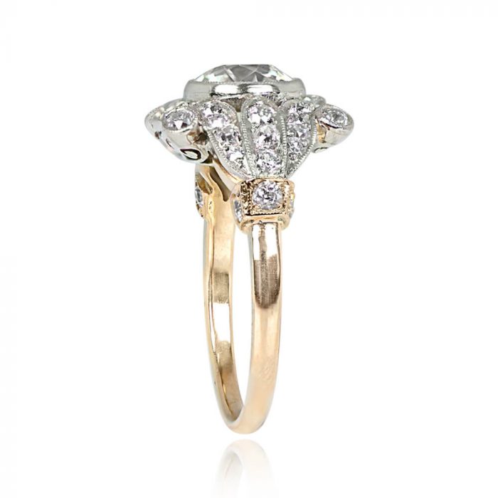 1.31ct Old European Cut Diamond and Sapphire Cambridge Ring