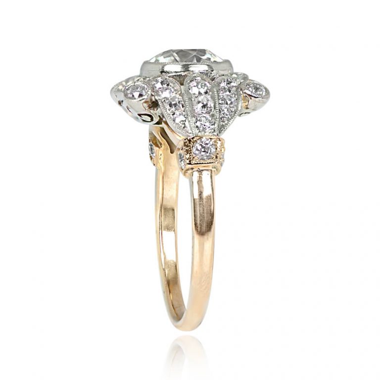 1.31ct Old European Cut Diamond and Sapphire Cambridge Ring