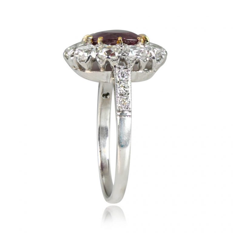 1.65ct Oval Cut Ruby and Diamond Halo Aster Ring - EDJ
