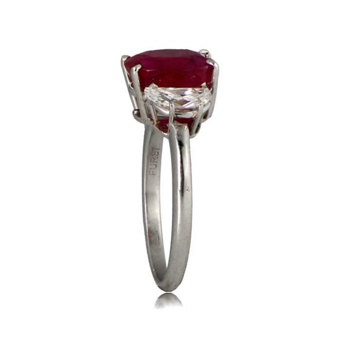 Vintage 3.73ct Burma Ruby Ring - Tours Ring, Circa 1980