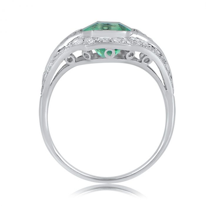 Segovia Ring - Colombian Emerald, Diamond, and Platinum Ring