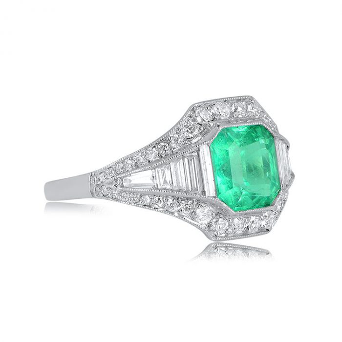 Segovia Ring - Colombian Emerald, Diamond, and Platinum Ring