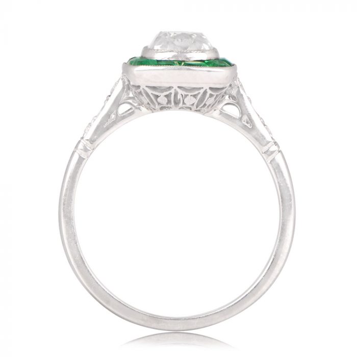 1.30ct Diamond Emerald Halo Platinum Sulham Ring - EDJ