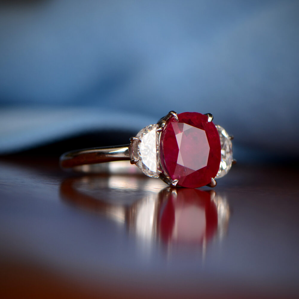 Vintage 3.73ct Burma Ruby Ring - Tours Ring, Circa 1980