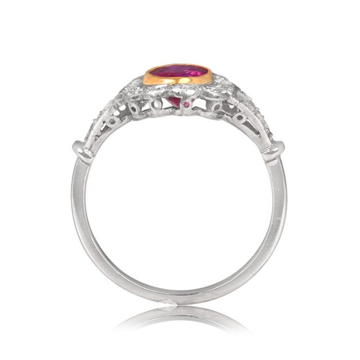 1.26ct Burma Ruby Ring - Tulip Ring