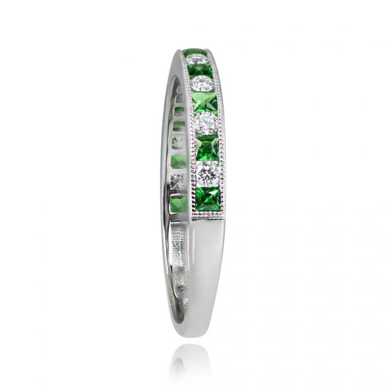 Emerald and Diamond Half Eternity Sylvan Band 2.50mm - EDJ