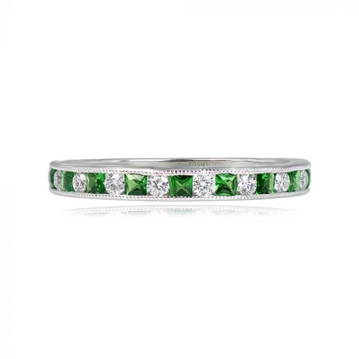 Emerald and Diamond Half Eternity Sylvan Band 2.50mm - EDJ