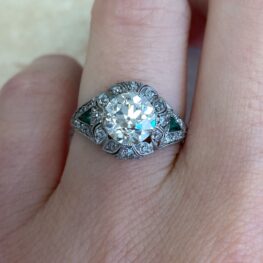 1.74ct Diamond and Emerald Accent Elrig Ring - EDJ