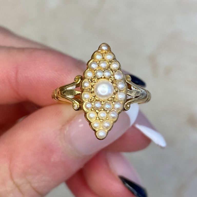 Harrisburg Ring. Circa 1815 - Antique Pearl Navette Ring