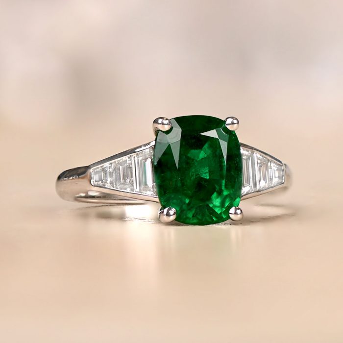 2.48ct Emerald Madison Ring - Oval Cut Emerald Ring - EDJ