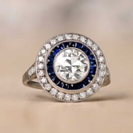 1.30ct Diamond and Double Halo Platinum Obidos Ring - EDJ