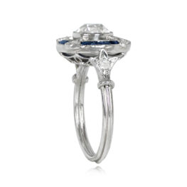 1.31ct Old European Cut Diamond and Sapphire Cambridge Ring