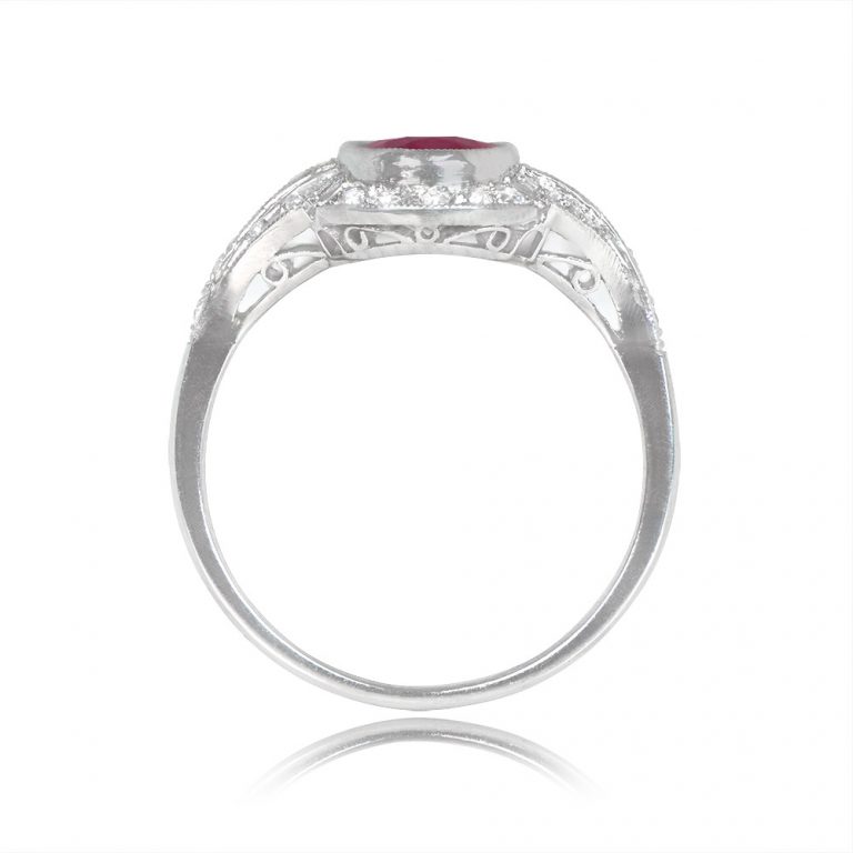 1.65ct Oval Cut Ruby and Diamond Halo Aster Ring - EDJ
