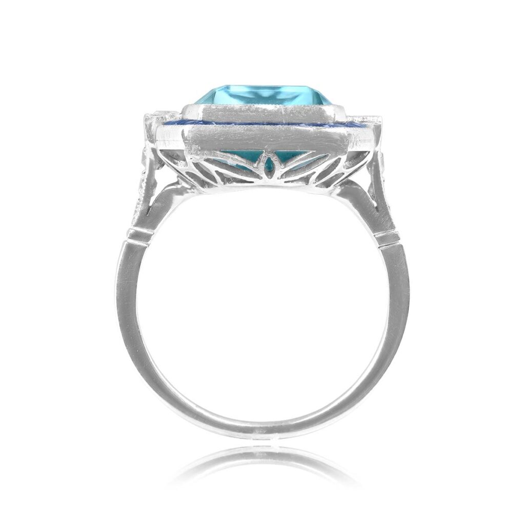 7.64ct Aquamarine and Sapphire Halo Carmi Ring - EDJ