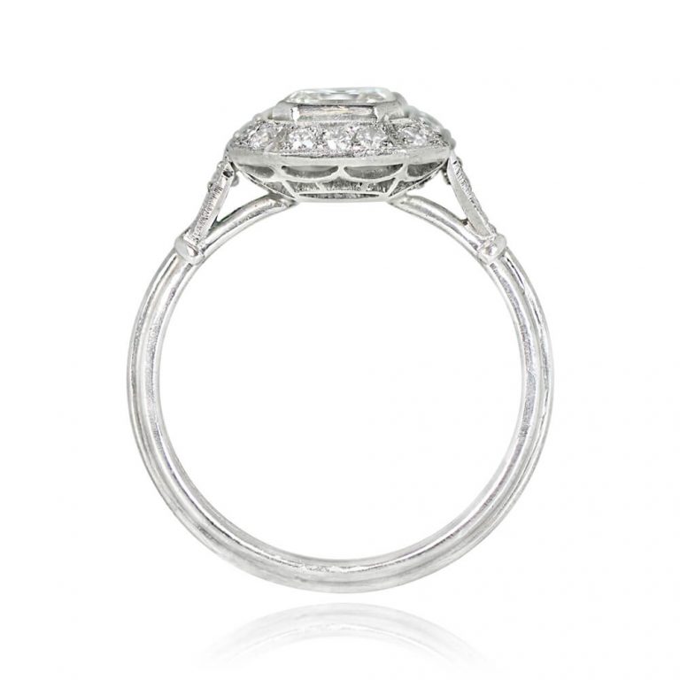 0.84ct Asscher-cut Diamond Platinum Halo Bolton Ring - EDJ