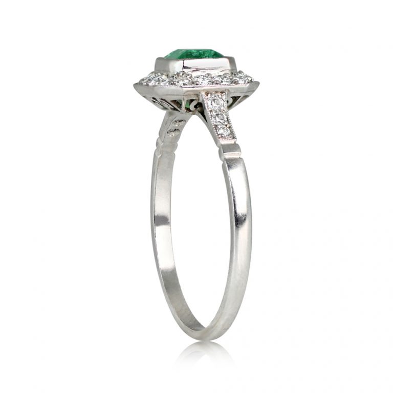1.01ct Emerald and Baguette Halo Platinum Arcadia Ring - EDJ