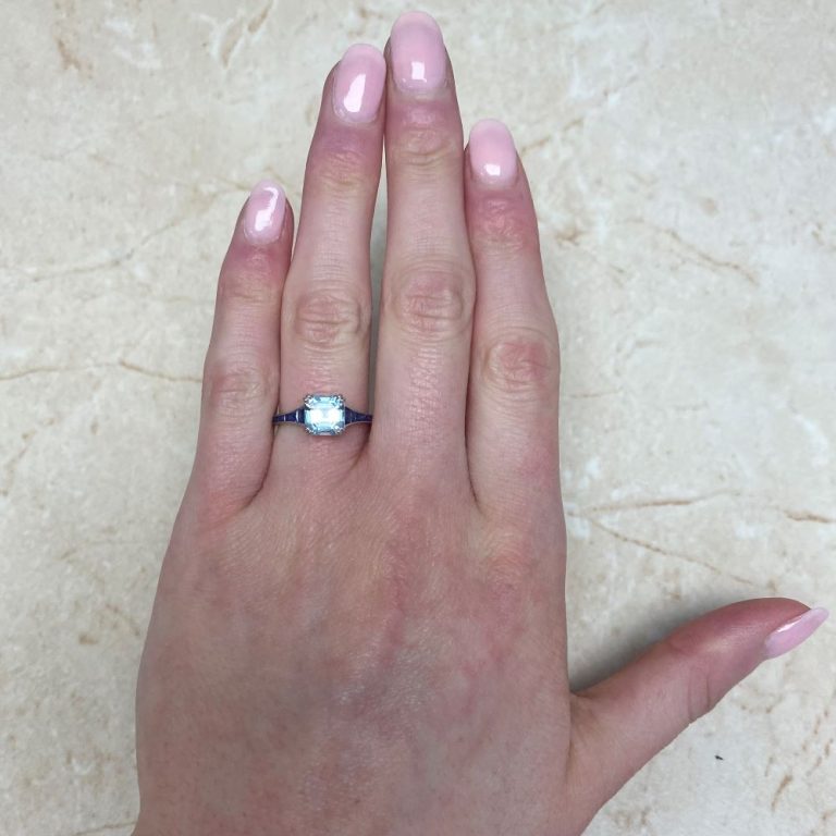 1.43ct Aquamarine and Sapphire Accent Coram Ring - EDJ