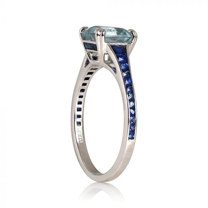 1.43ct Aquamarine and Sapphire Accent Coram Ring - EDJ