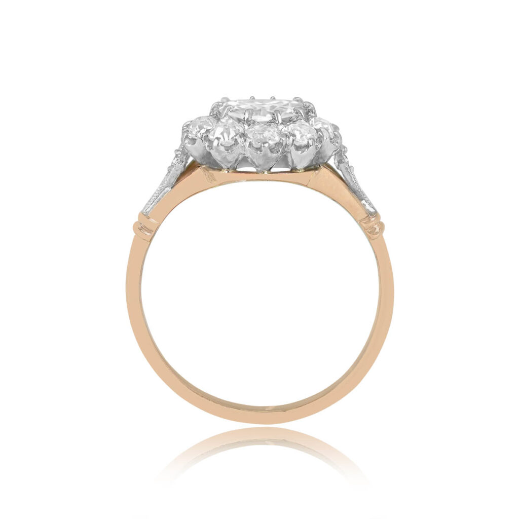 Yorkshire Ring -0.76ct Old European Cut Diamond Ring, H color