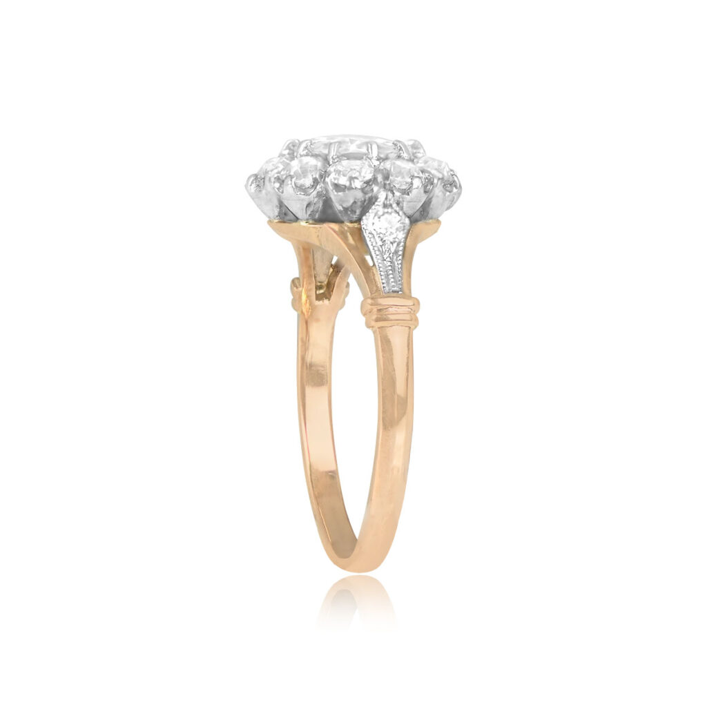 Yorkshire Ring -0.76ct Old European Cut Diamond Ring, H color