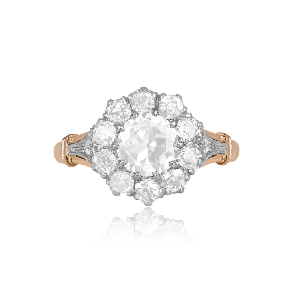 Yorkshire Ring -0.76ct Old European Cut Diamond Ring, H color