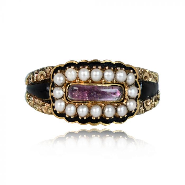 Welwyn Ring. Circa 1820 - Antique Topaz and Pearl Ring