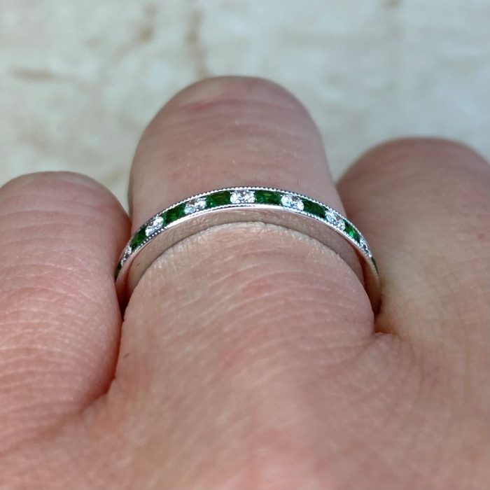Emerald and Diamond Half Eternity Sylvan Band 2.50mm - EDJ