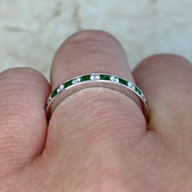 Emerald and Diamond Half Eternity Sylvan Band 2.50mm - EDJ