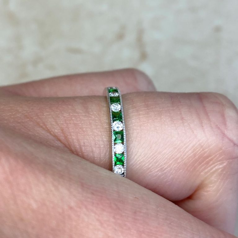 Emerald and Diamond Half Eternity Sylvan Band 2.50mm - EDJ