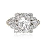 1.31ct Old European Cut Diamond and Sapphire Cambridge Ring