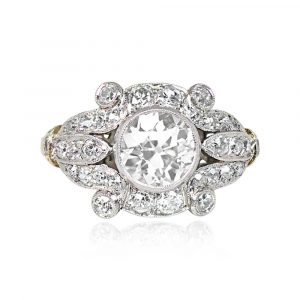 1.31ct Old European Cut Diamond and Sapphire Cambridge Ring