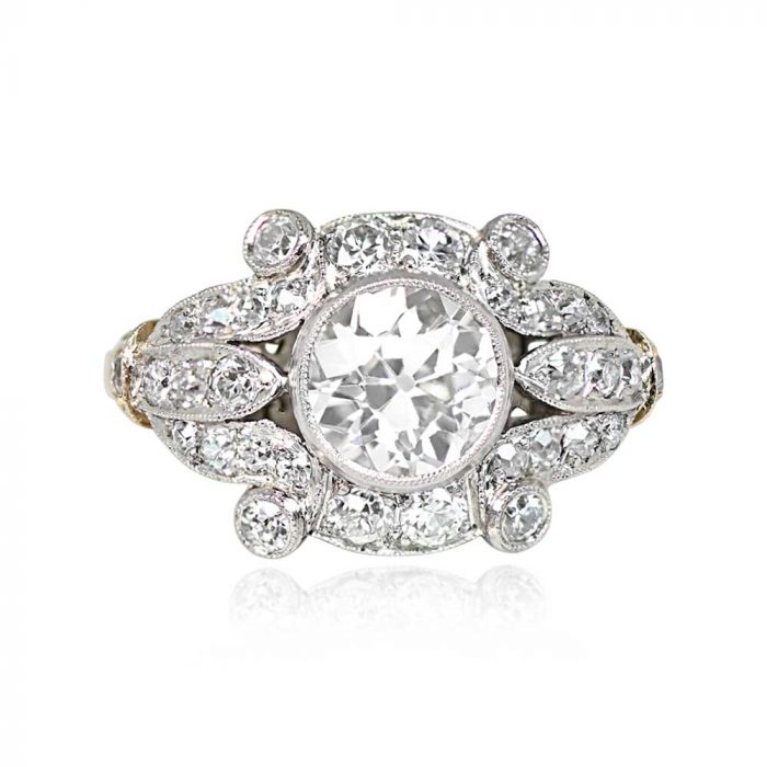 1.31ct Old European Cut Diamond and Sapphire Cambridge Ring