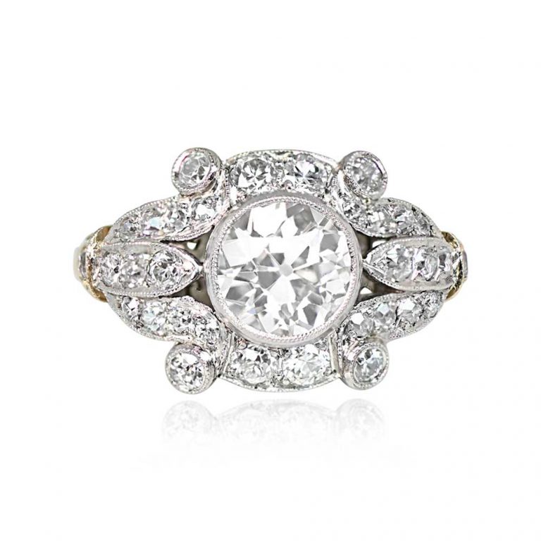 1.31ct Old European Cut Diamond and Sapphire Cambridge Ring