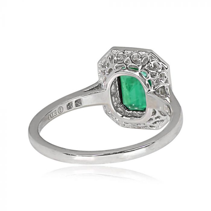 1.27ct Emerald and Baguette Halo Platinum Arcadia Ring - EDJ