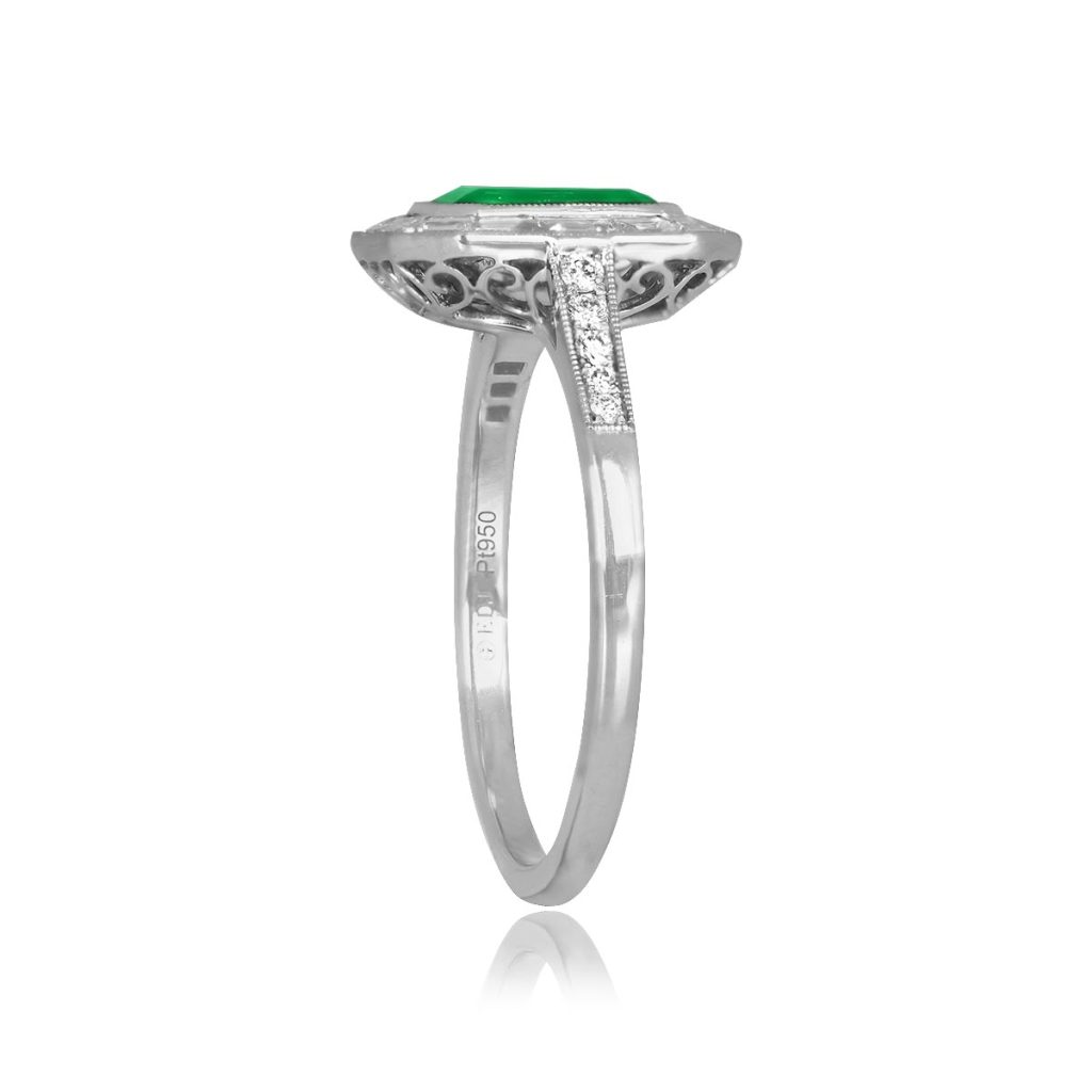 2.18ct Emerald and Diamond Cluster Platinum Reed Ring - EDJ