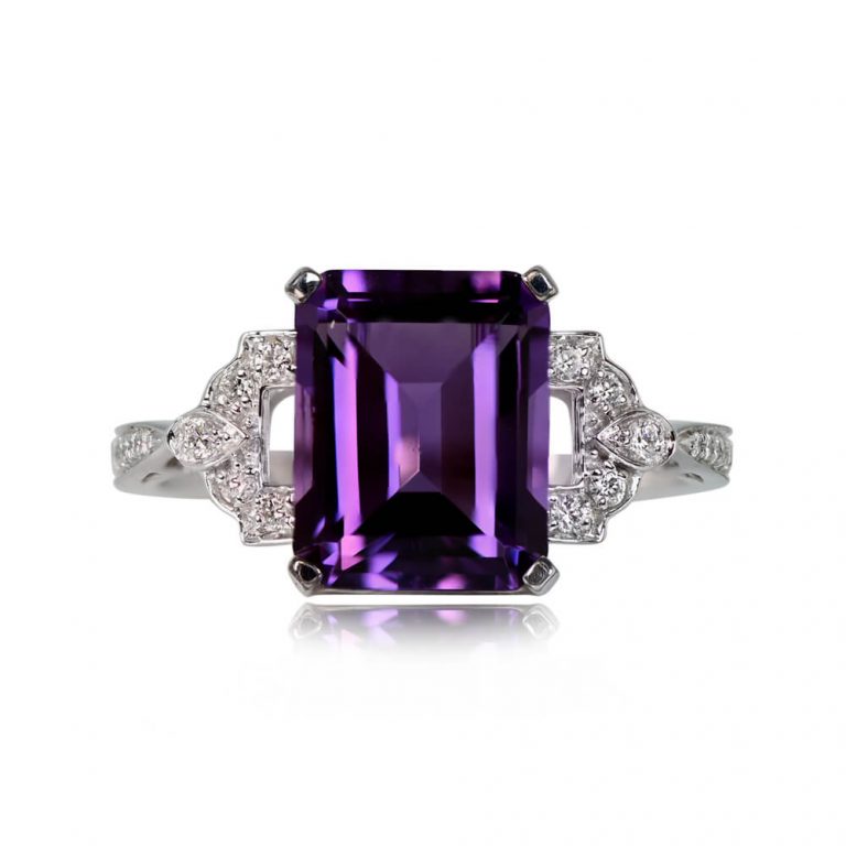 18k White Gold and 3.07ct Amethyst Meridian Ring - EDJ
