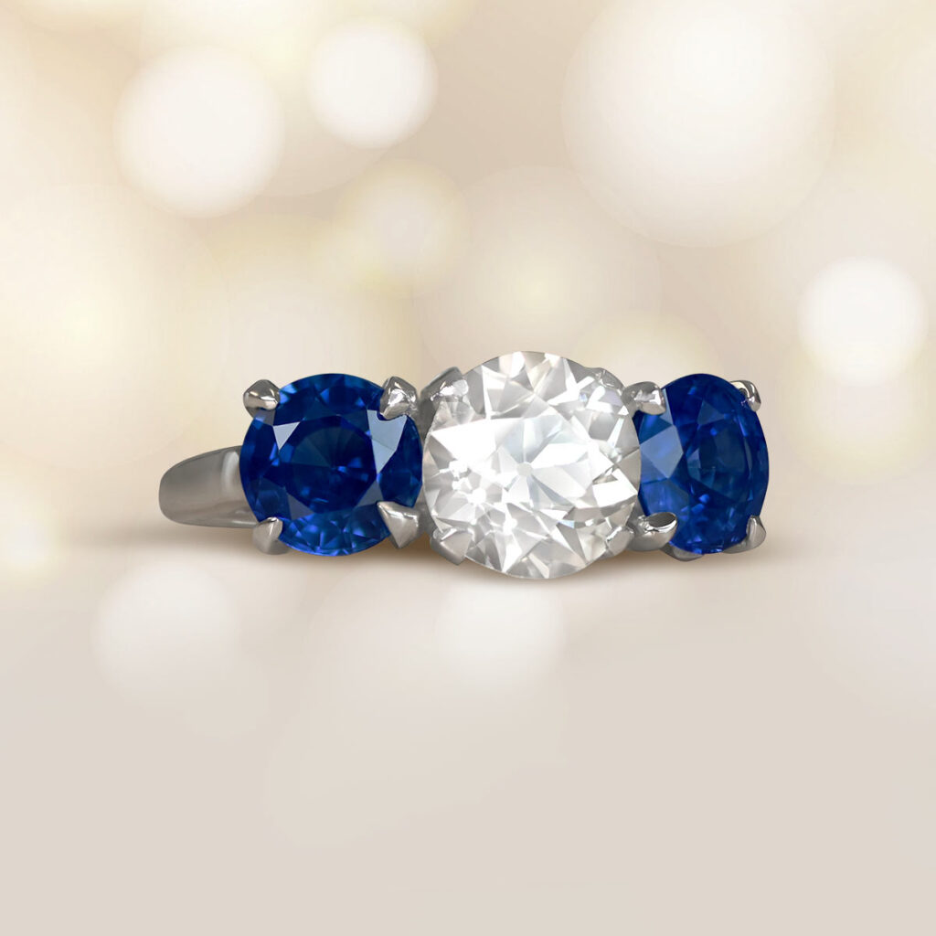 Westvale Ring - Art Deco Diamond and Sapphire Ring