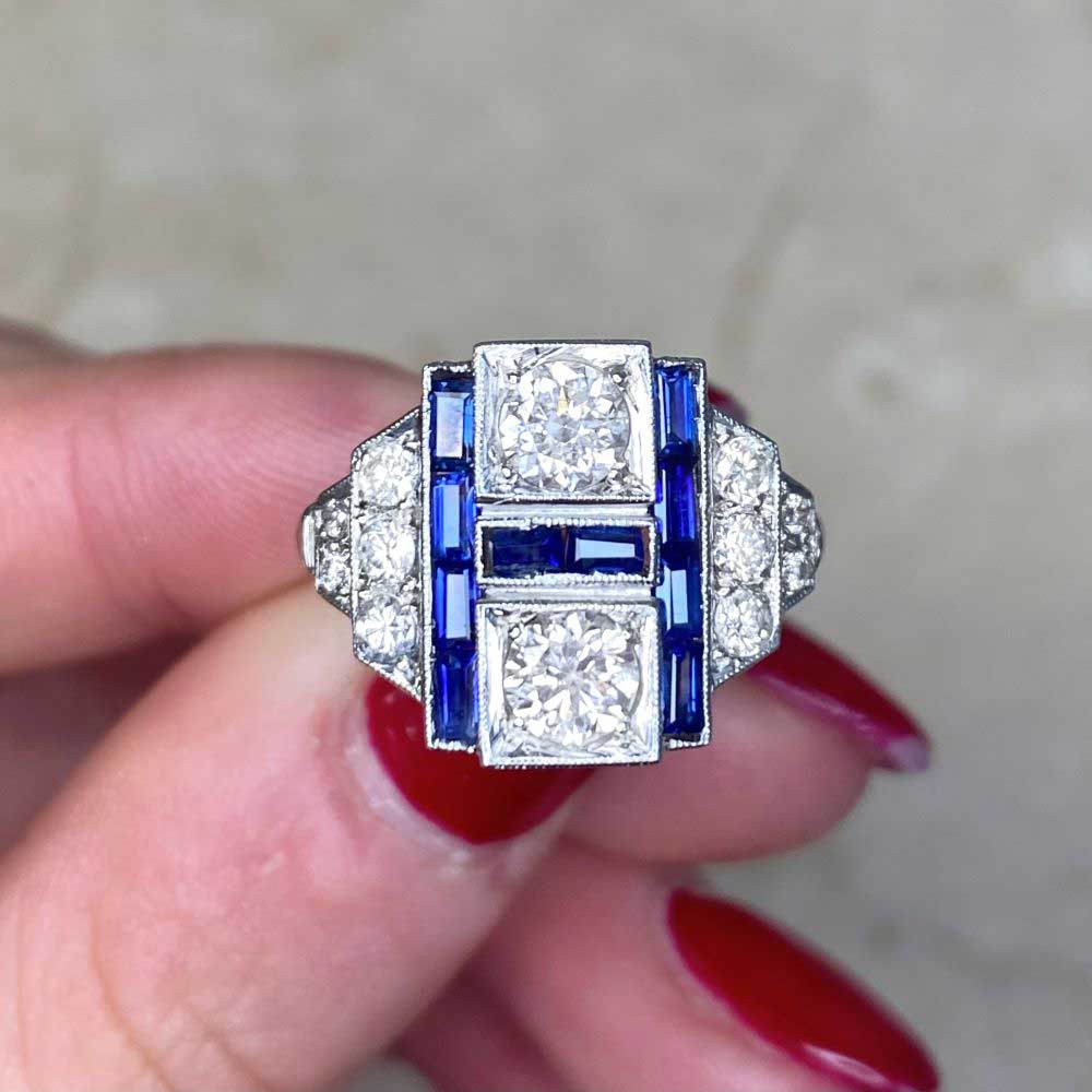 Westvale Ring - Art Deco Diamond and Sapphire Ring