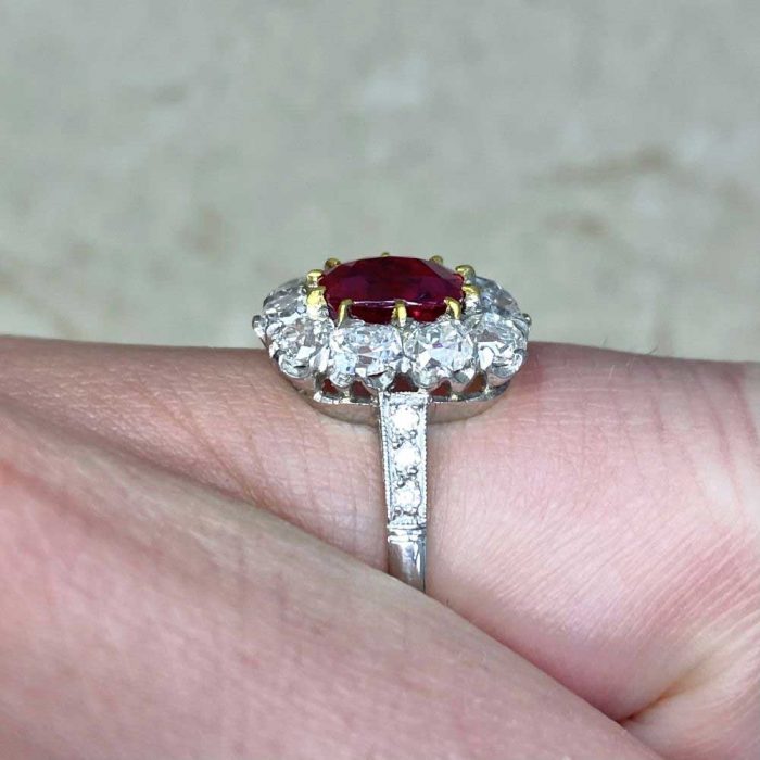AGL 1.46ct Cushion Cut Burma Ruby Ring - Toulon Ring
