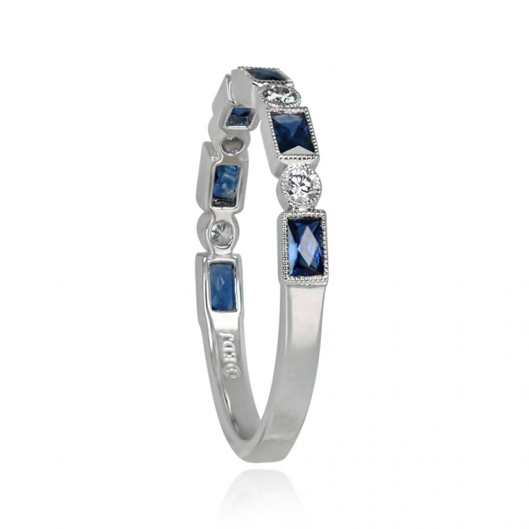 Sapphire and Diamond Platinum Barfield Grove Band - EDJ