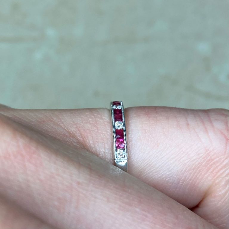 Platinum Ruby and Diamond Half Eternity Lakeview Band - EDJ