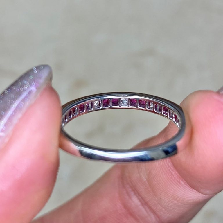 Platinum Ruby and Diamond Half Eternity Lakeview Band - EDJ