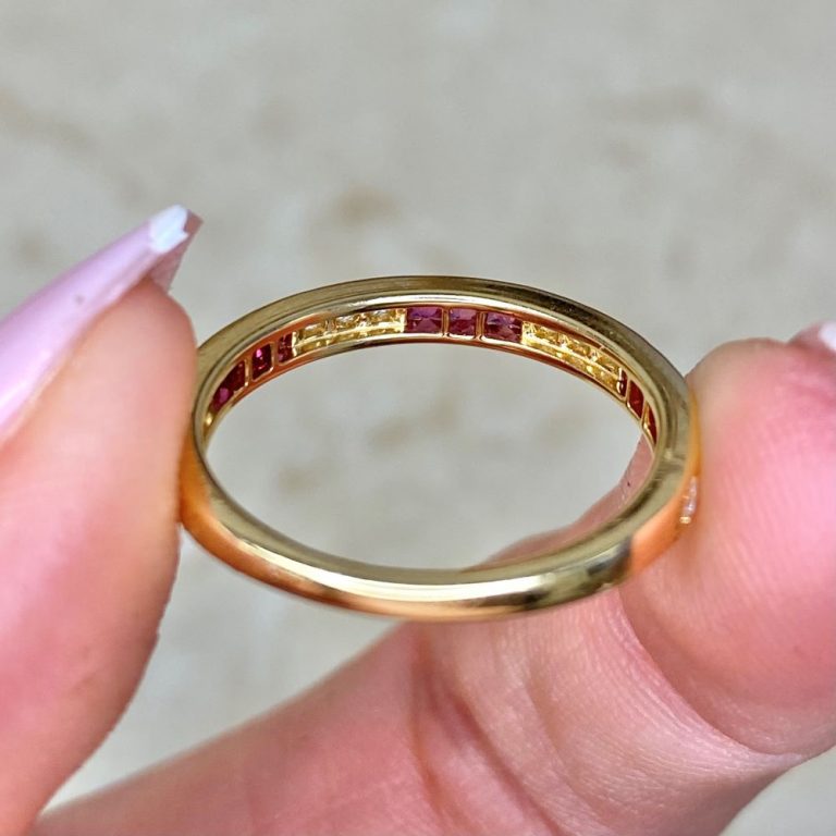 3x3 Ruby and Diamond 18k Yellow Gold Brookfield Band - EDJ