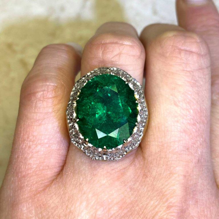11.36ct Oval Emerald Buccellati Ring - Estate Diamond Jewelry