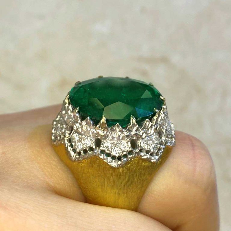 11.36ct Oval Emerald Buccellati Ring - Estate Diamond Jewelry