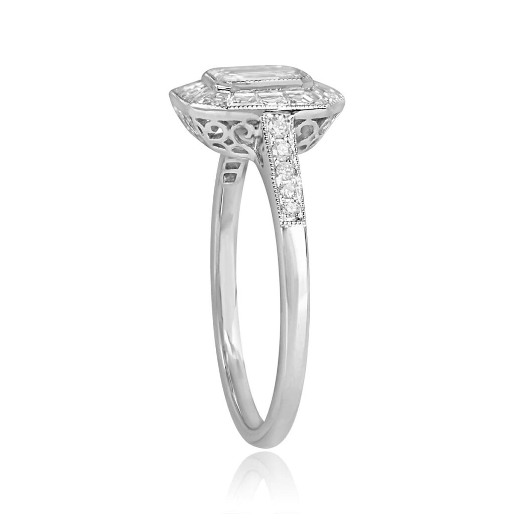 0.80ct Emerald Cut Diamond Halo Tillson Ring - EDJ