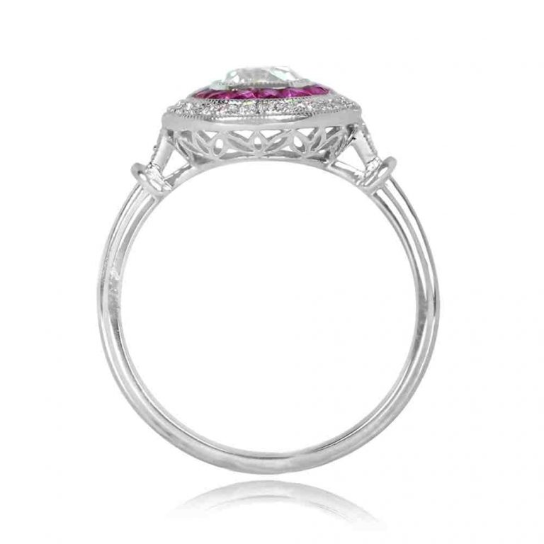 0.58ct Diamond and Double Halo Platinum Ironton Ring - EDJ
