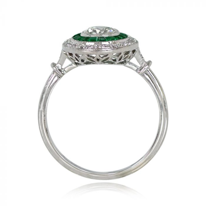 0.60ct Diamond and Double Halo Platinum Bally Ring - EDJ
