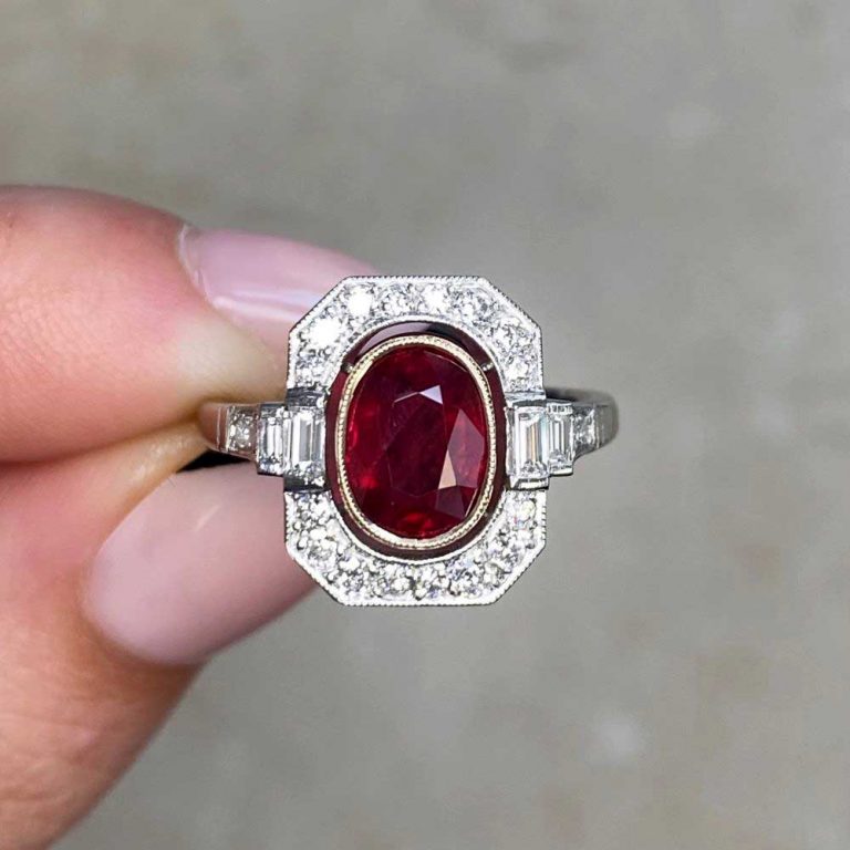 1.05ct Ruby and Diamond Halo Ring - Arbor Ring
